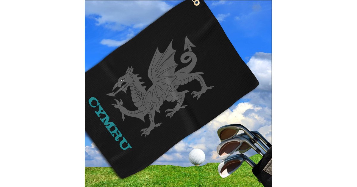Golfing Wales & Dragon, Welsh coat of arms / flag Golf Towel | Zazzle
