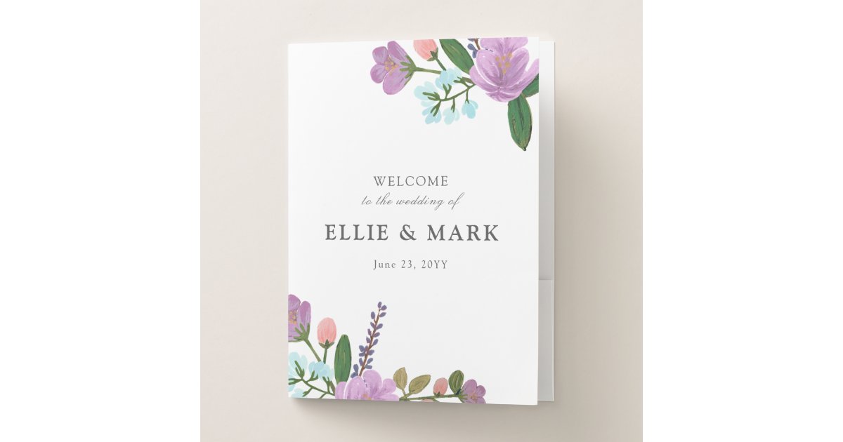 Golightly Floral Wedding Welcome Folders | Zazzle