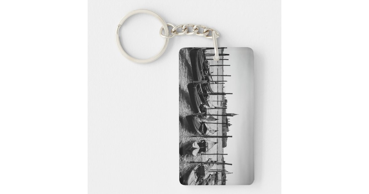 Gondolas in Venice in black and white Keychain | Zazzle