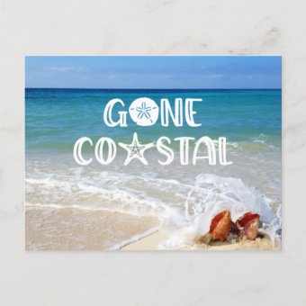 Gone Coastal Beach Wave Shells Photo Moving Announcement Postcard | Zazzle