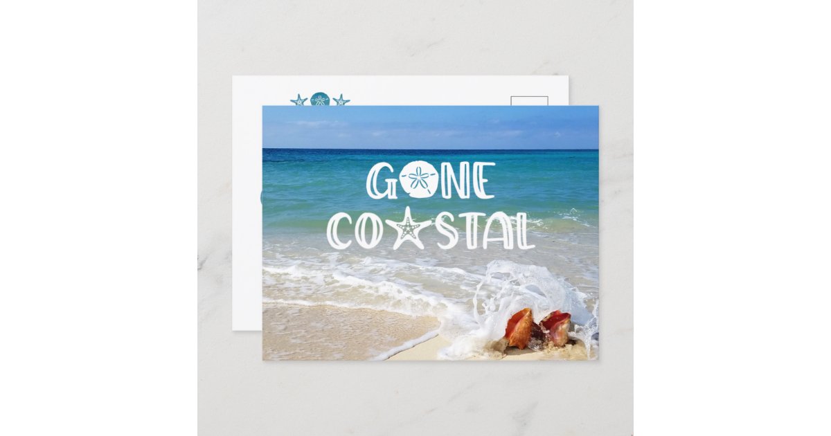 Gone Coastal Beach Wave Shells Photo Moving Announcement Postcard | Zazzle