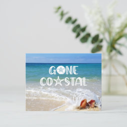 Gone Coastal Beach Wave Shells Photo Moving Announcement Postcard | Zazzle