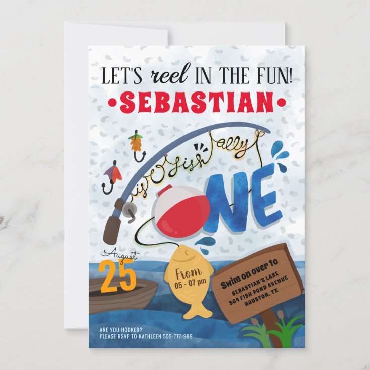 gone fishing 1st birthday party invitations | Zazzle