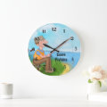 Gone Fishing Fisherman Large Clock | Zazzle