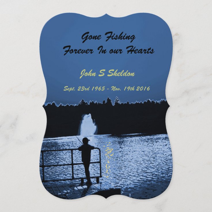 Gone Fishing Forever In our Hearts, Memorial Card | Zazzle