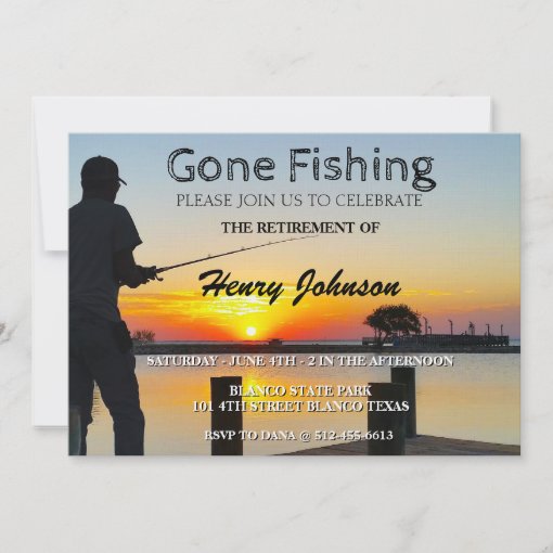 Gone Fishing Retirement Invitation | Zazzle