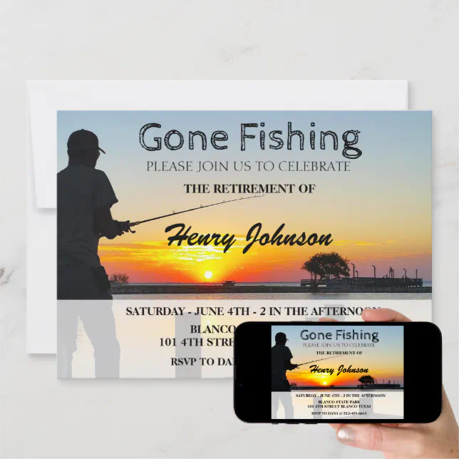 Gone Fishing Retirement Invitation | Zazzle