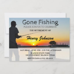 Gone Fishing Retirement Invitation | Zazzle