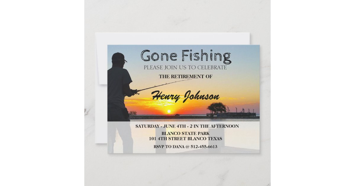 Gone Fishing Retirement Invitation | Zazzle