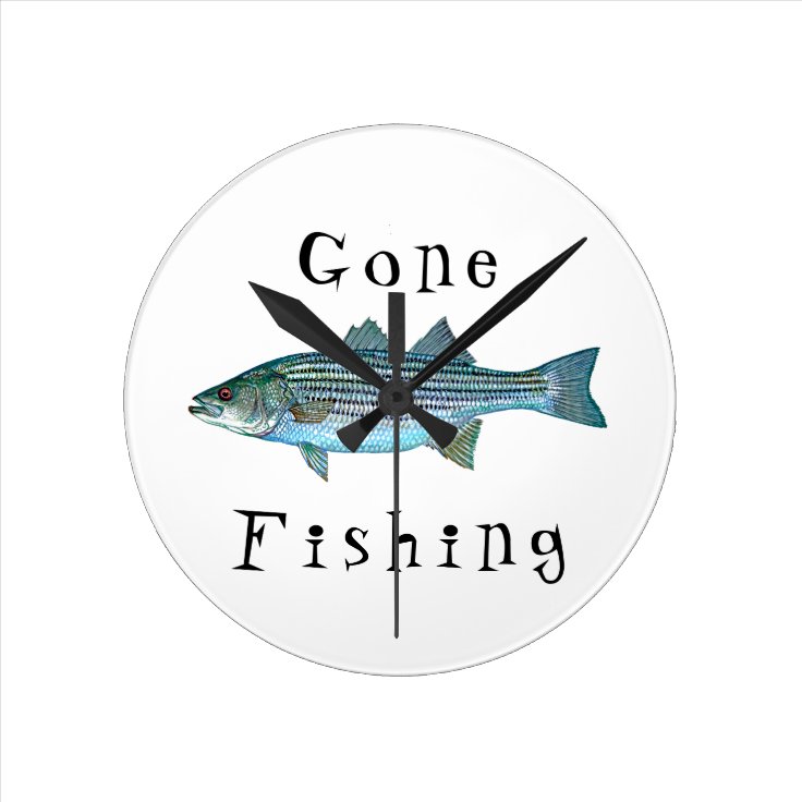 Gone Fishing Round Clock | Zazzle