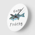 Gone Fishing Round Clock | Zazzle