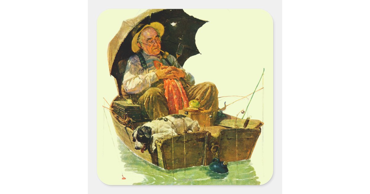 Gone Fishing Square Sticker | Zazzle