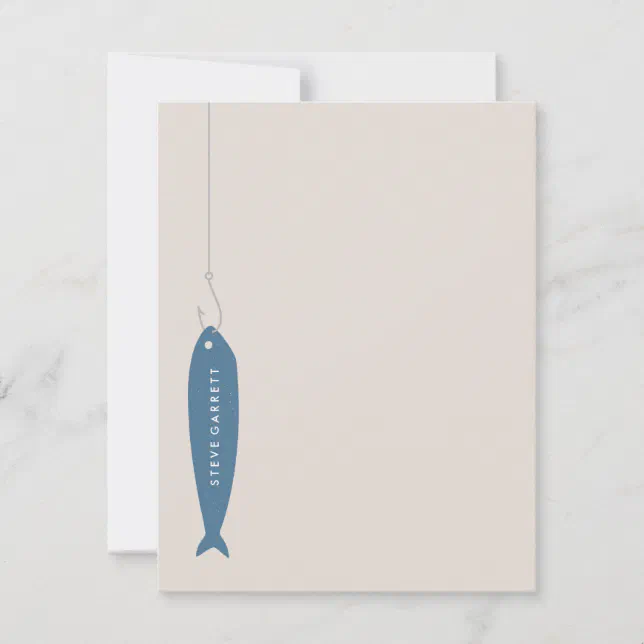 Gone Fishing Stationery - Cobalt Note Card | Zazzle