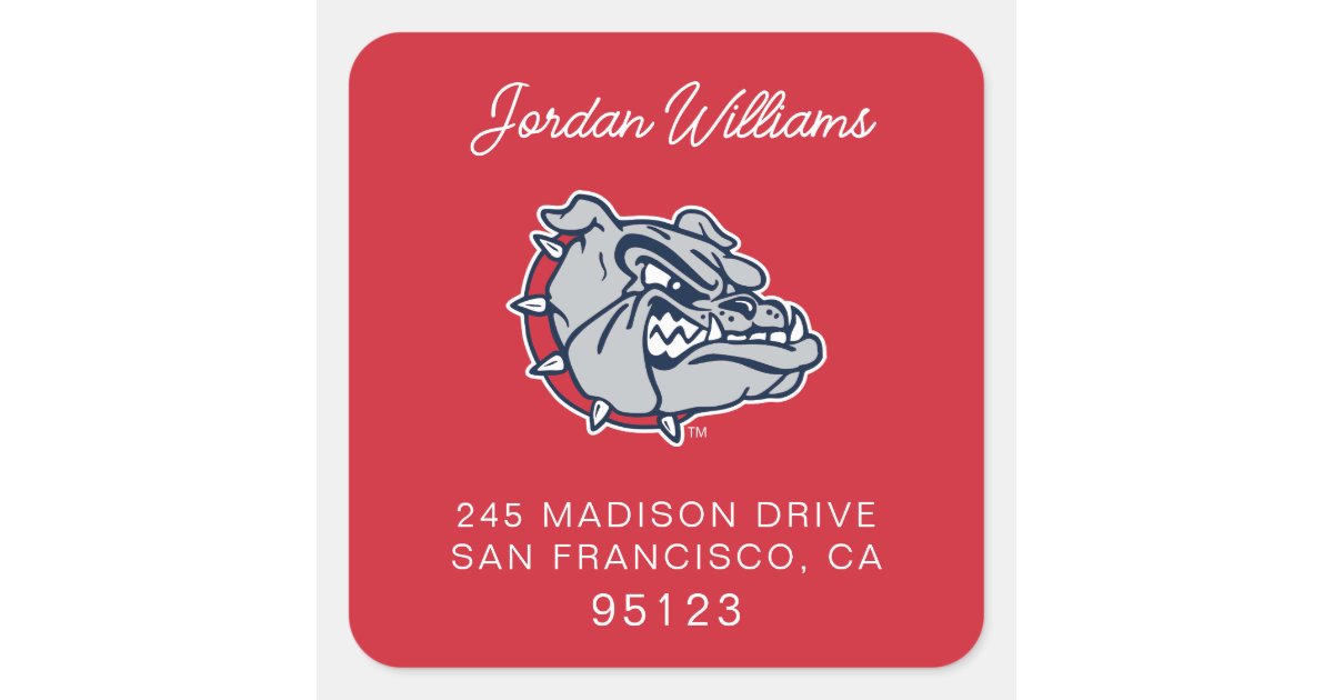 Gonzaga Bulldogs Mascot Logo Square Sticker | Zazzle