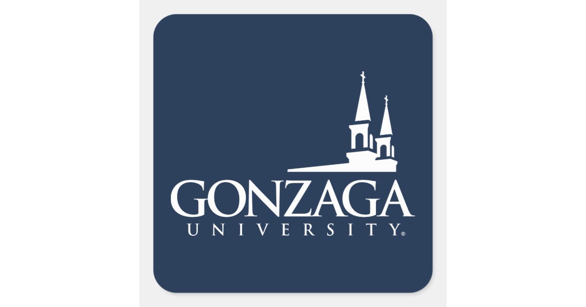 Gonzaga University Logo with Church Steeples Square Sticker | Zazzle
