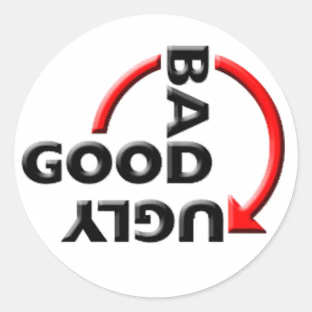 GOOD BAD UGLY Red arrow Classic Round Sticker | Zazzle