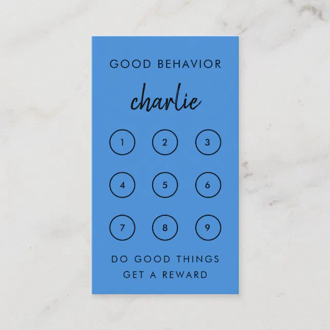 Good Behavior | Modern Blue Kids Reward Punch Card | Zazzle