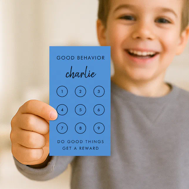 Good Behavior | Modern Blue Kids Reward Punch Card | Zazzle