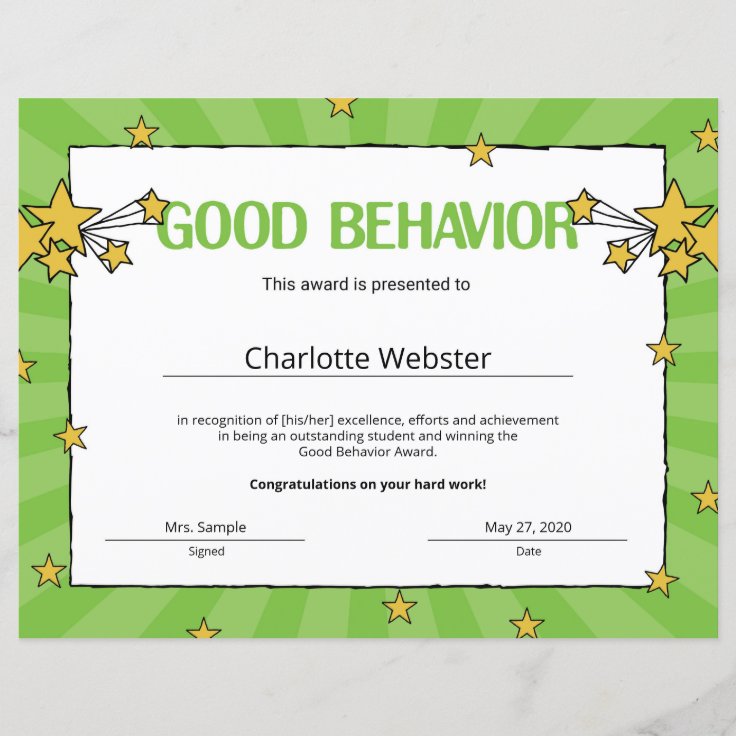 Good Behavior Student Recognition Certificates | Zazzle