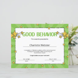 Good Behavior Student Recognition Certificates | Zazzle