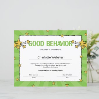 Good Behavior Student Recognition Certificates | Zazzle