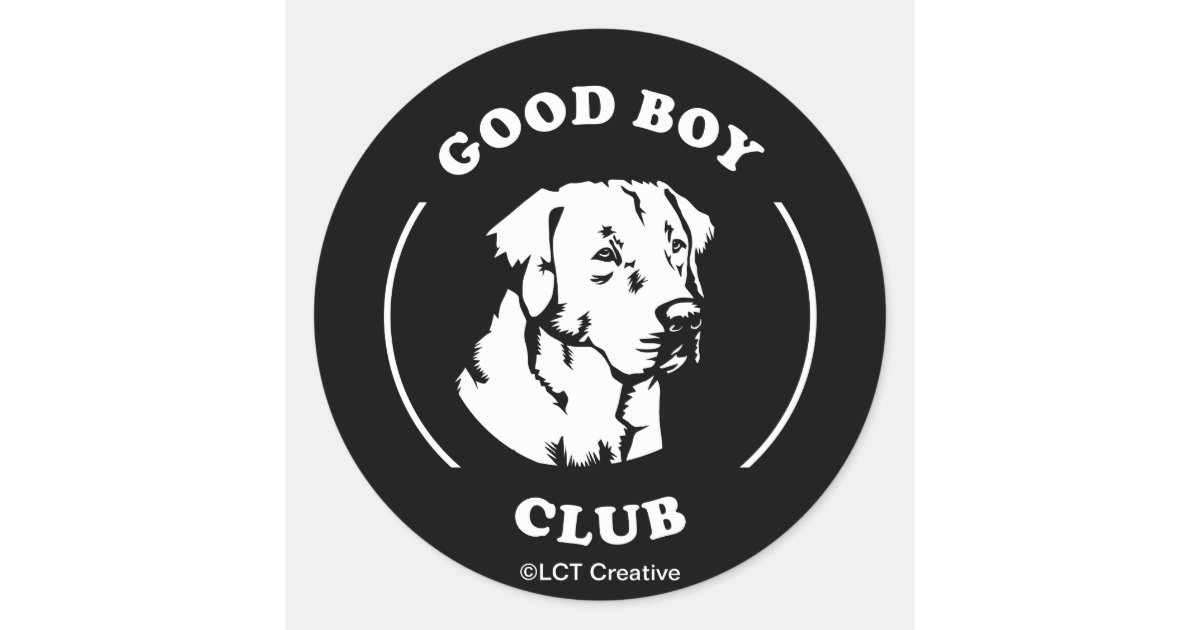 Good Boy Club Classic Round Sticker | Zazzle