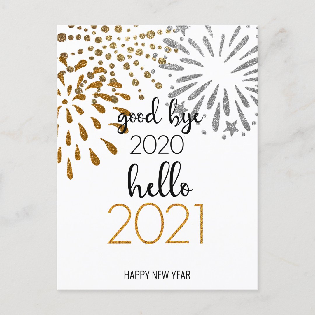 Good Bye 2020 Hello 2021 | Festive Fireworks Holiday Postcard | Zazzle