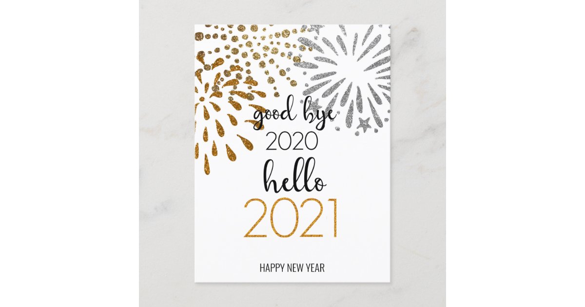 Good Bye 2020 Hello 2021 | Festive Fireworks Holiday Postcard | Zazzle