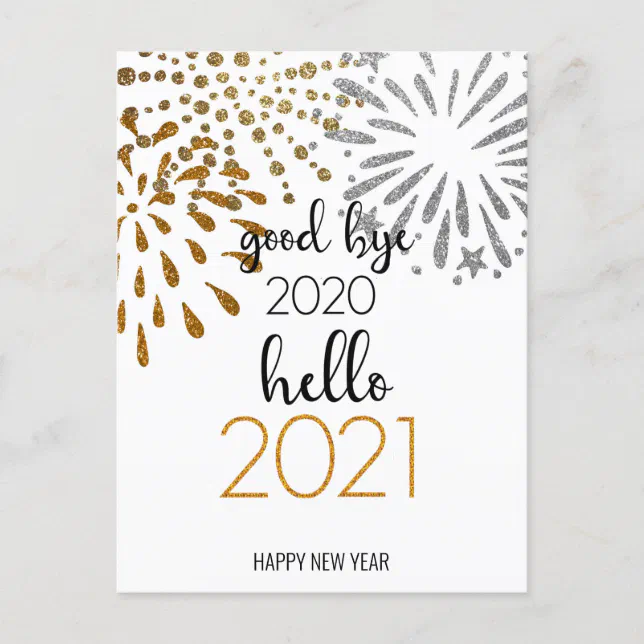 Good Bye 2020 Hello 2021 | Festive Fireworks Holiday Postcard | Zazzle