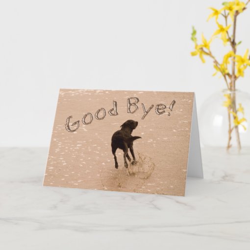 Good Bye and Farewell Dog Running on the Beach Card | Zazzle