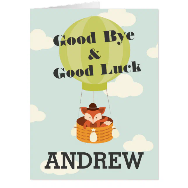 Good Bye & Good Luck Personalized Extra Large Card | Zazzle