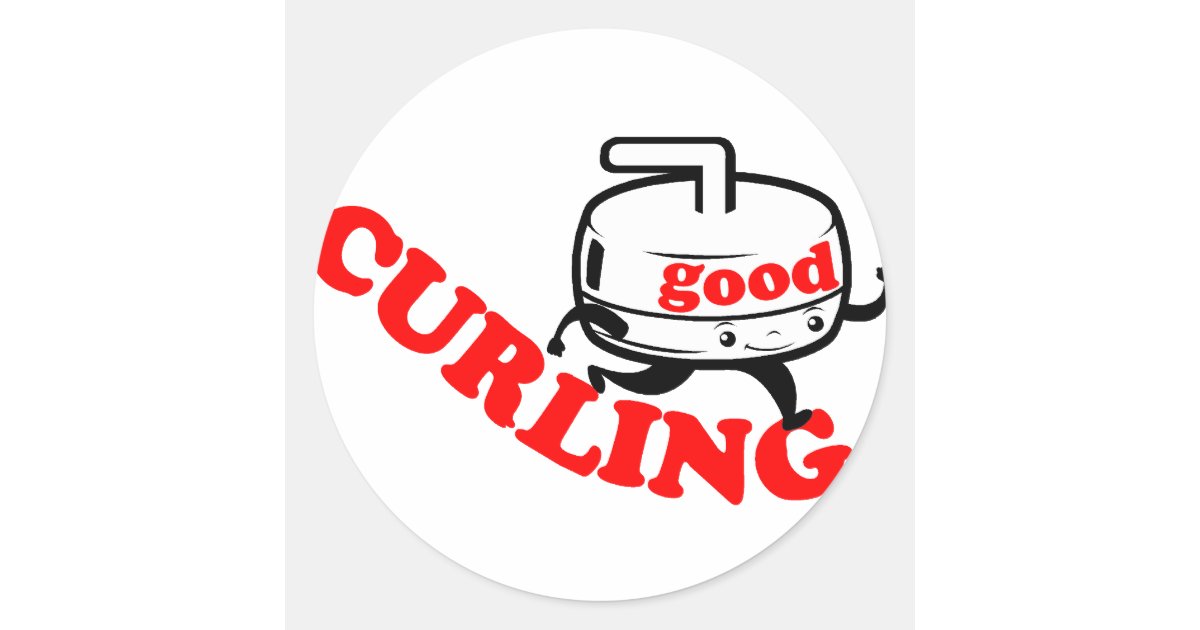 [ GOOD CURLING ] Retro "Stone Guy" Gifts by SKO Classic Round Sticker ...