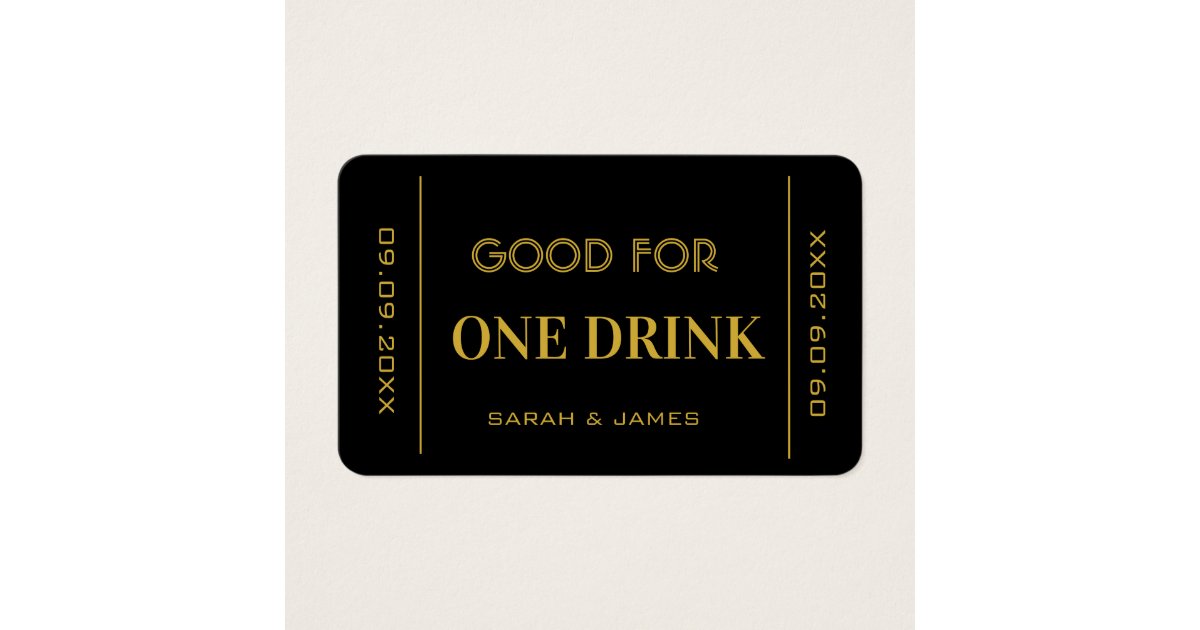 Good For One Drink Wedding Drink Voucher Ticket | Zazzle