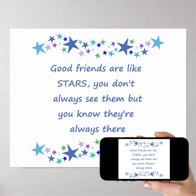 Good Friends are like Stars Inspirational Quote Poster | Zazzle