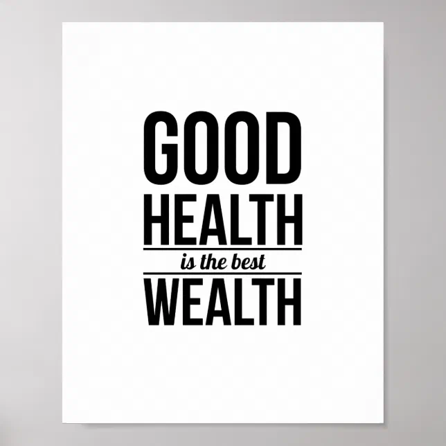 good health inspirational quote black typography poster | Zazzle