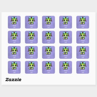 Good Job! Cute Chibi Cartoon Turtle Square Sticker | Zazzle