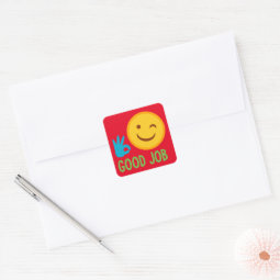 Good Job Emoji Square Sticker | Zazzle