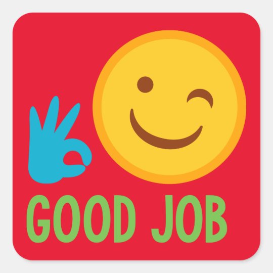 Good Job Emoji Square Sticker | Zazzle.com
