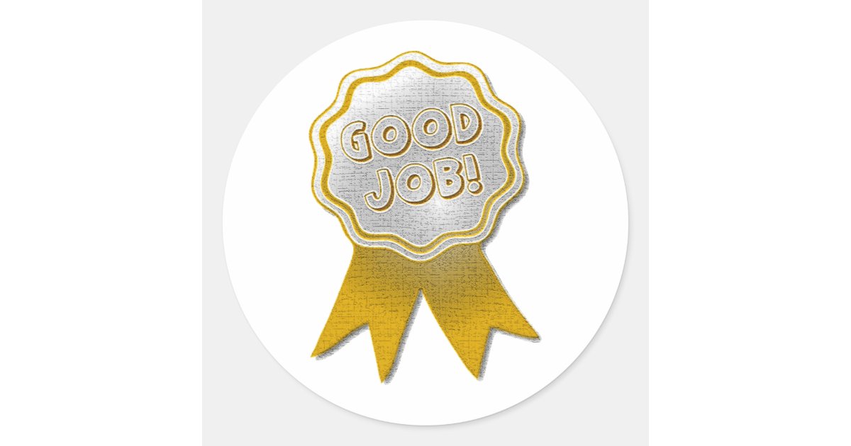 GOOD JOB GOLD RIBBON STICKERS | Zazzle