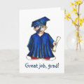 Good Job Grad Preschool Graduation Blue Cap & Gown Card | Zazzle