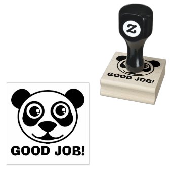Good Job Panda Face Rubber Stamp | Zazzle
