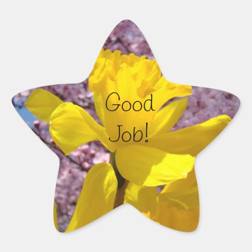 Good Job! stickers Yellow Daffodil Spring School | Zazzle