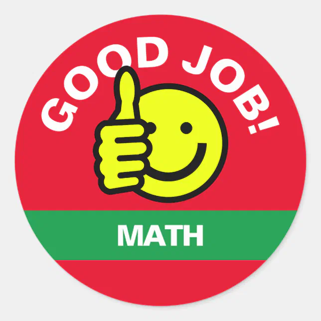 "Good Job" Thumbs Up Smile Sticker—Customize Classic Round Sticker | Zazzle