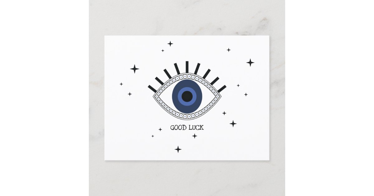 Good luck blue eye talisman, evil eye protection postcard | Zazzle