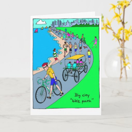Good Luck Card for Cyclist - Big City Bike Path | Zazzle