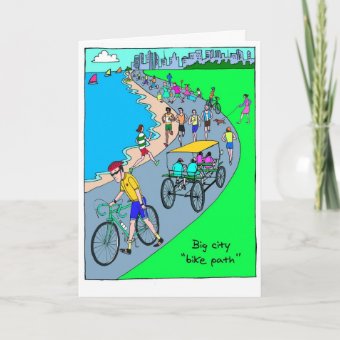 Good Luck Card for Cyclist - Big City Bike Path | Zazzle