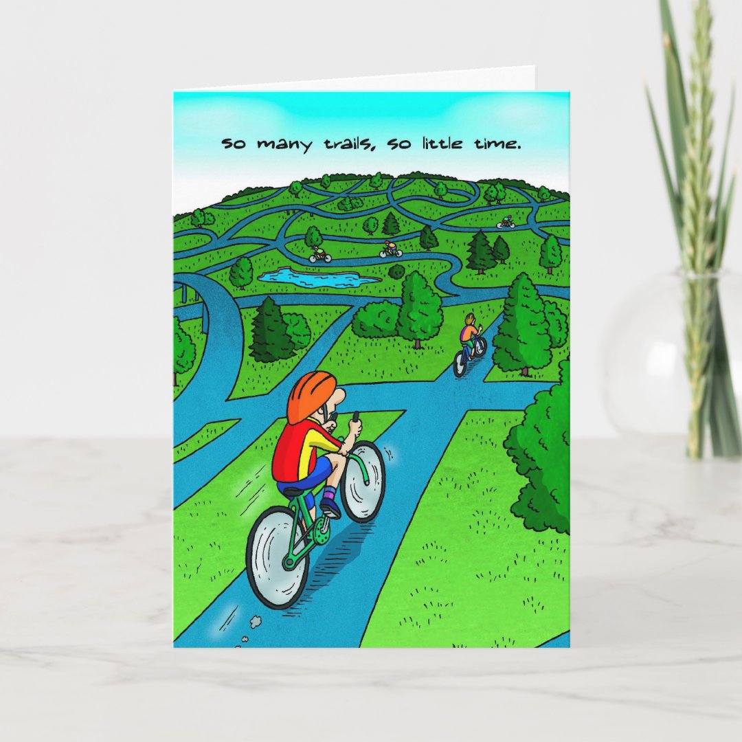 Good Luck Card for Cyclist - Cycling Trail | Zazzle
