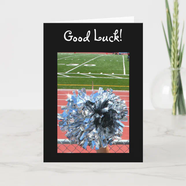 Good Luck cheer pom pom greeting card | Zazzle