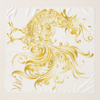 Good Luck Chicken Golden Rooster Tribal Trendy Gol Scarf | Zazzle