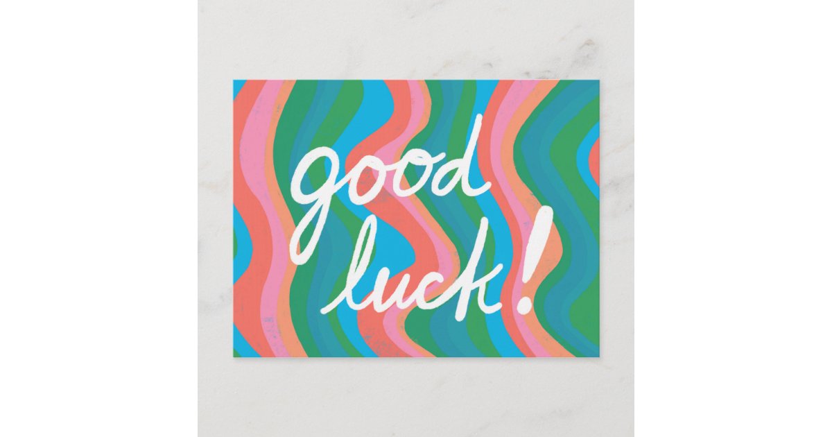GOOD LUCK Colorful Cool & Fun Stripes Postcard | Zazzle